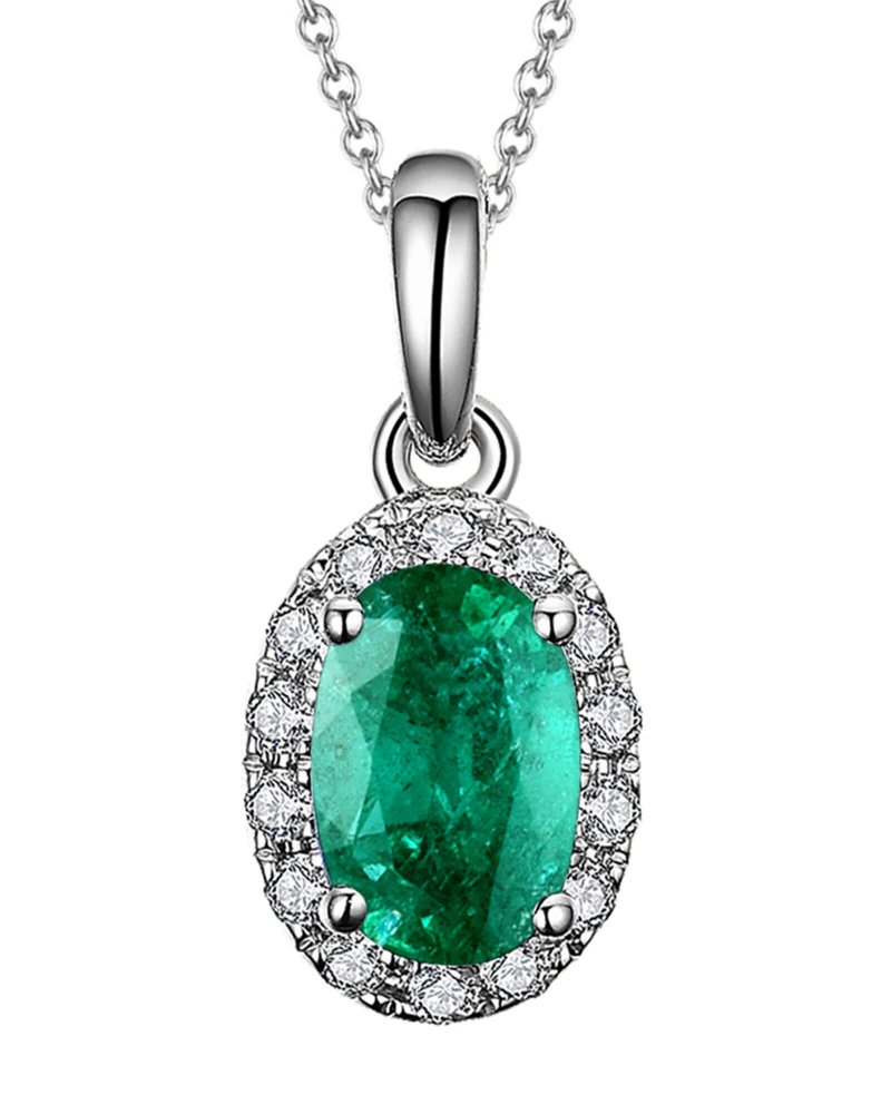 OVAL COLORED STONE DIAMOND PENDANT - Diasun Fine Jewelry