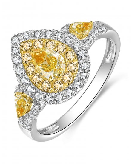 MULTI TONE PEAR DIAMOND ENGAGEMENT RING - Diasun Fine Jewelry