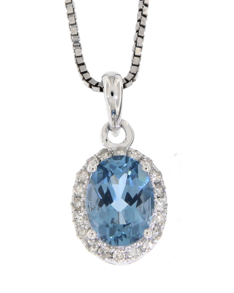 OVAL COLORED STONE DIAMOND PENDANT - Diasun Fine Jewelry