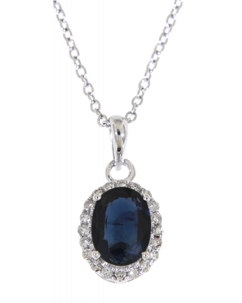 OVAL COLORED STONE DIAMOND PENDANT - Diasun Fine Jewelry