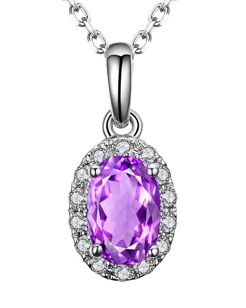 OVAL COLORED STONE DIAMOND PENDANT - Diasun Fine Jewelry