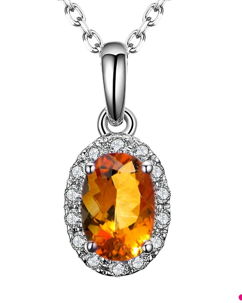 OVAL COLORED STONE DIAMOND PENDANT - Diasun Fine Jewelry