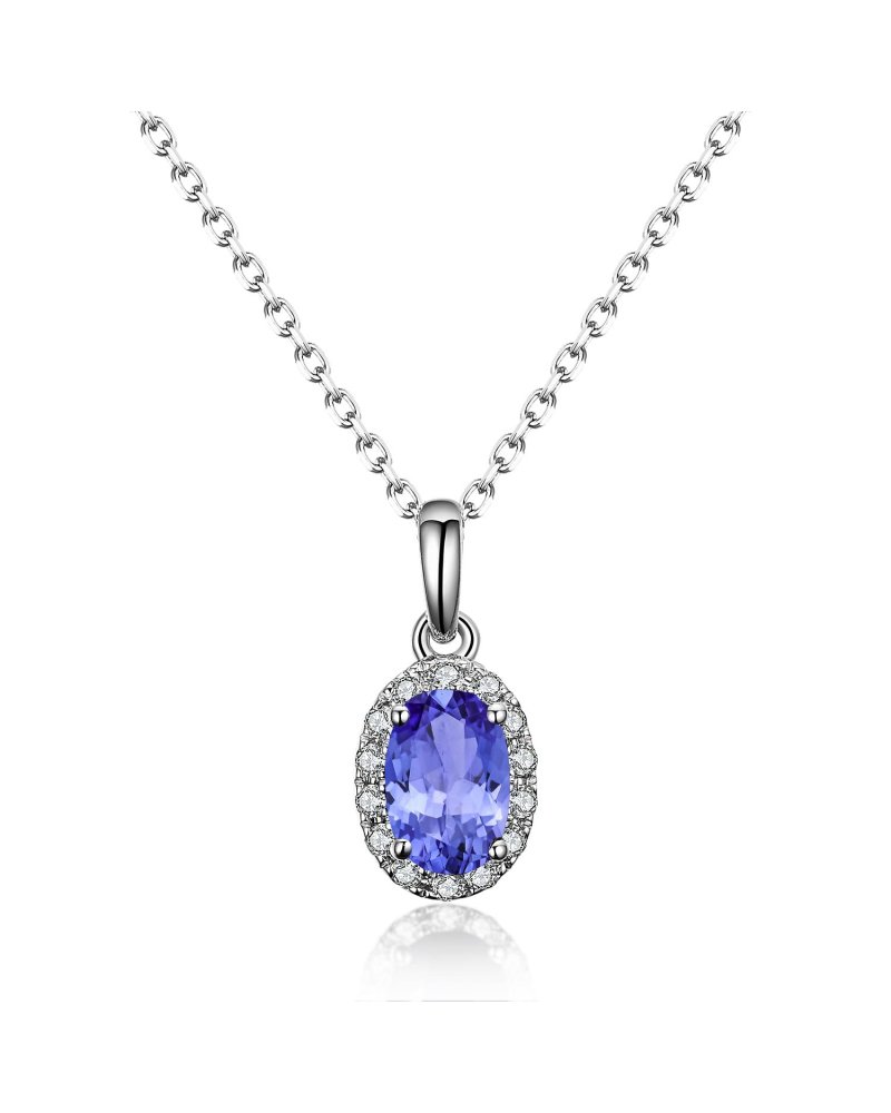 OVAL COLORED STONE DIAMOND PENDANT - Diasun Fine Jewelry